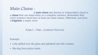 Phrase , Clause , sentence and their types | PPTX