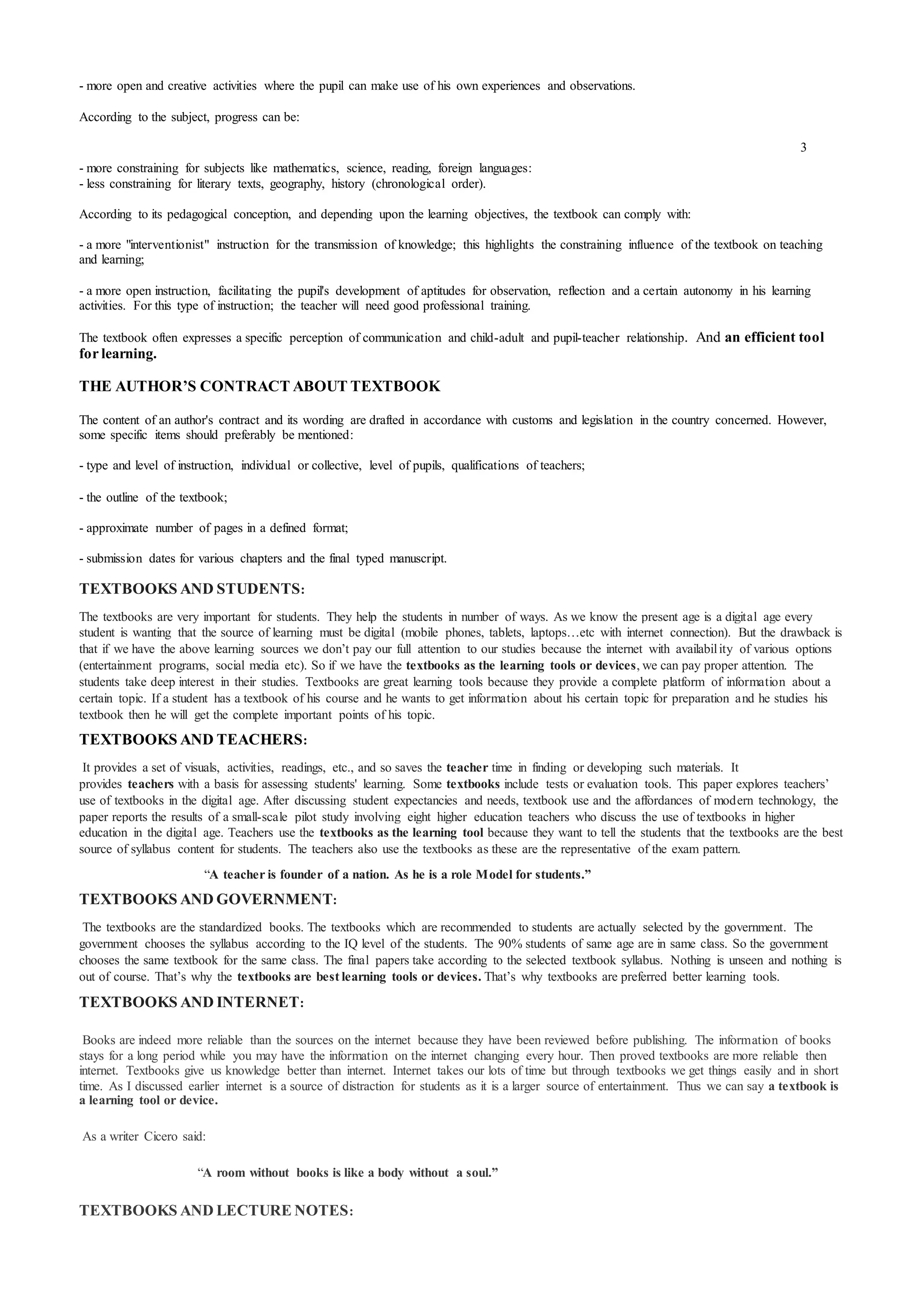 Text book as a learning tool and device. | DOCX