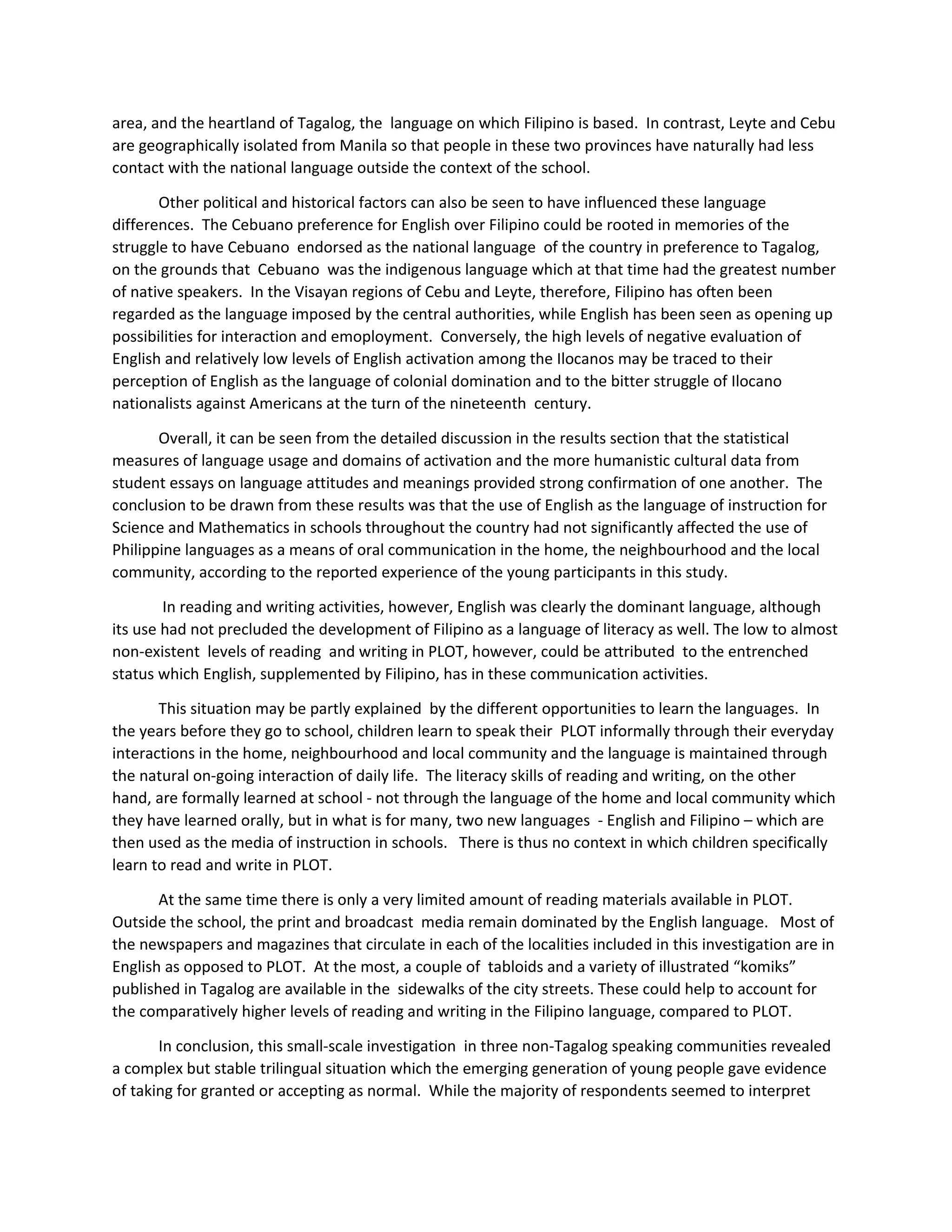 English as the medium of instruction for science and its effects on the ...