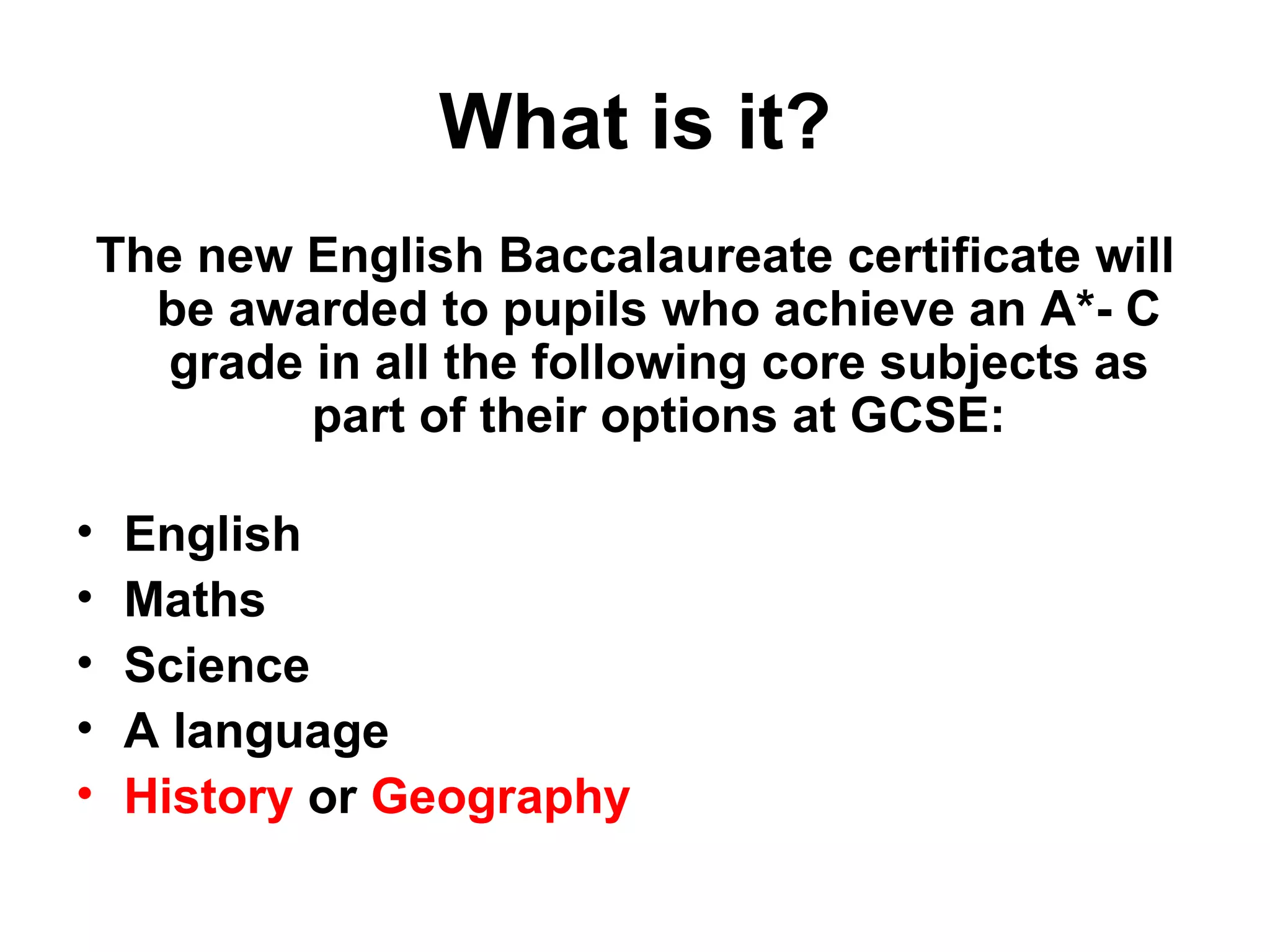 English Baccalaureate overview | PPT