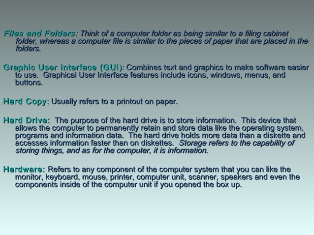 English basic computer vocabulary | PPT | Operating Systems | Computer ...