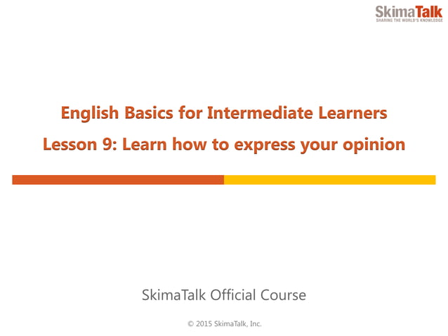 English basics for intermediate learners - Lesson 9 | PDF