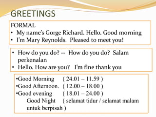 Formal Greetings In English