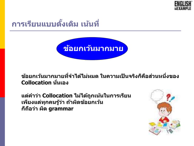 English Collocation Dictionary เพื่อช่วยการแต่งประโยคพร้อมแปลไทย | PPSX