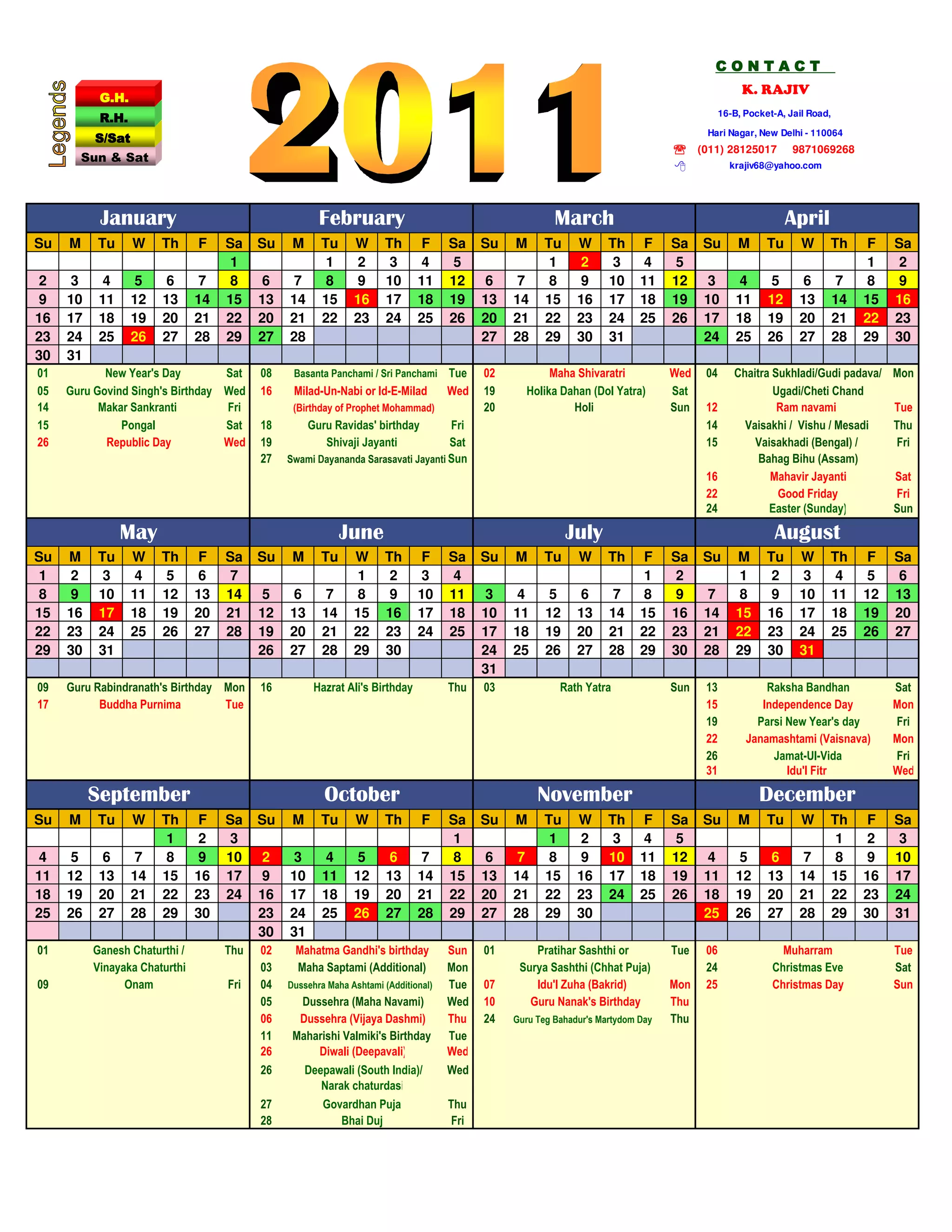 English calendar 2011 | PDF