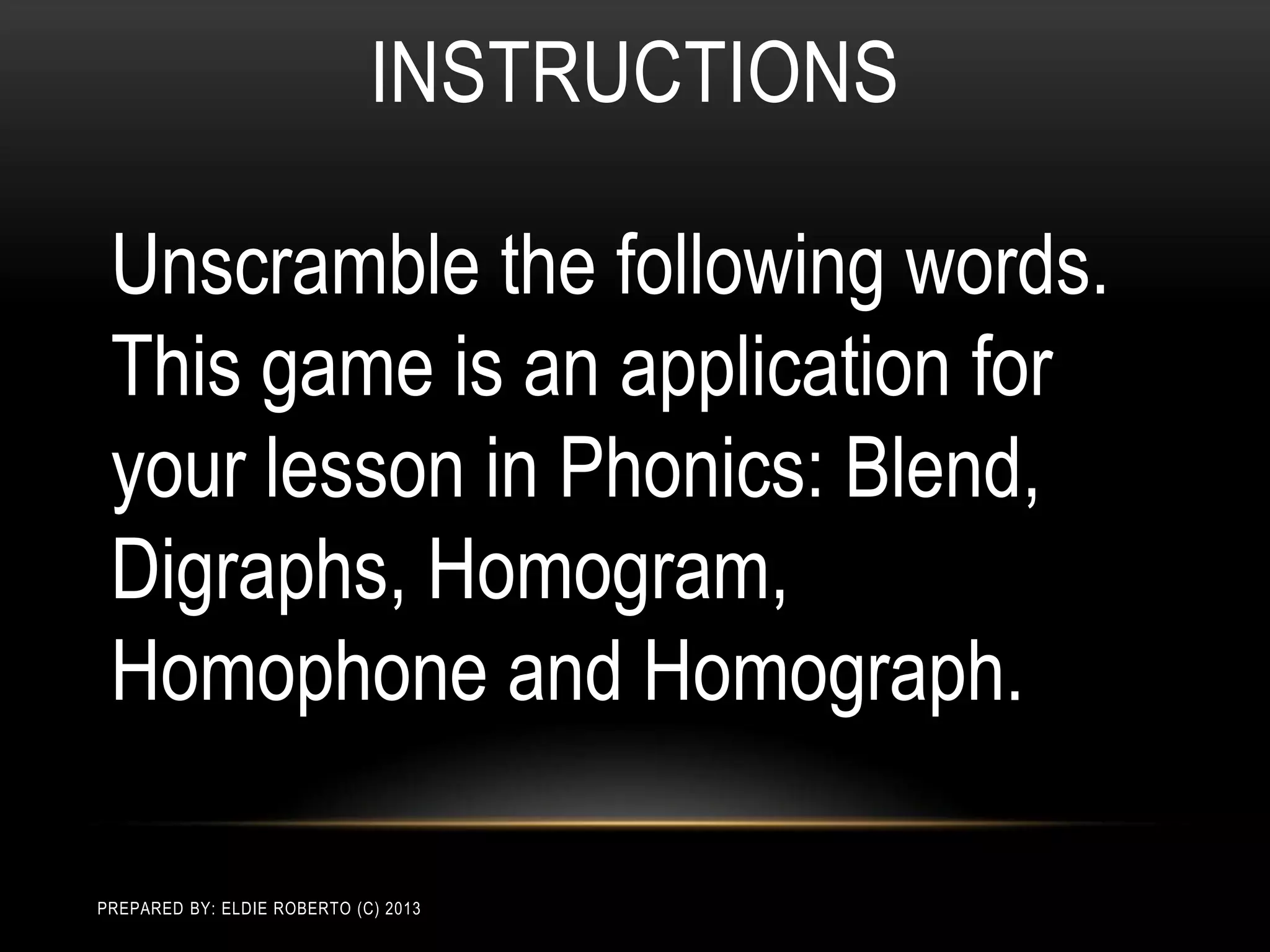 English class unscramble words game | PPSX