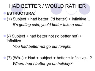English class 18: Conditionals / would rather and had better | PPT ...
