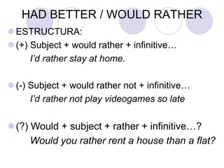 English class 18: Conditionals / would rather and had better | PPT