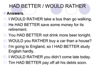 English class 18: Conditionals / would rather and had better | PPT ...