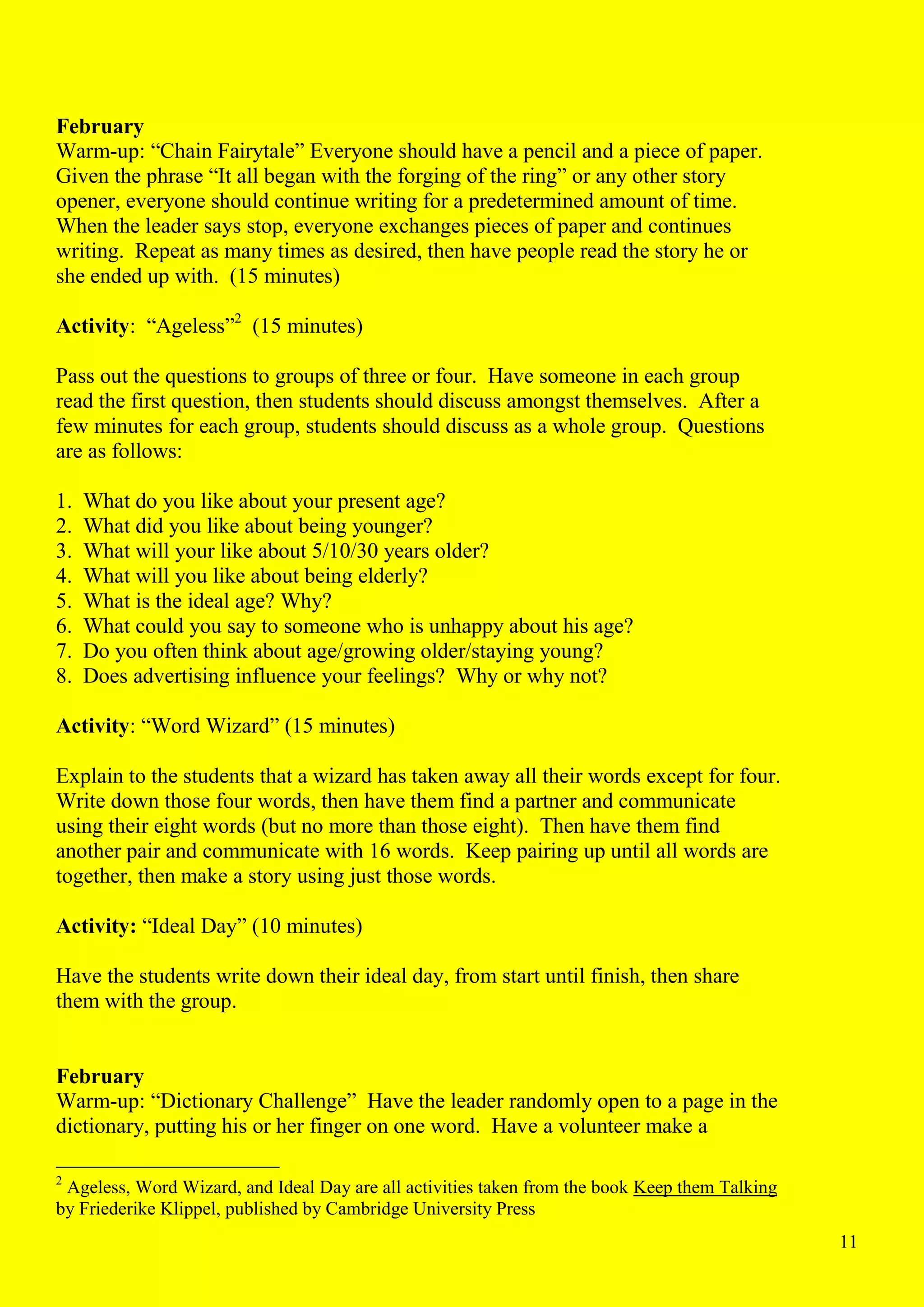 English club activities | PDF