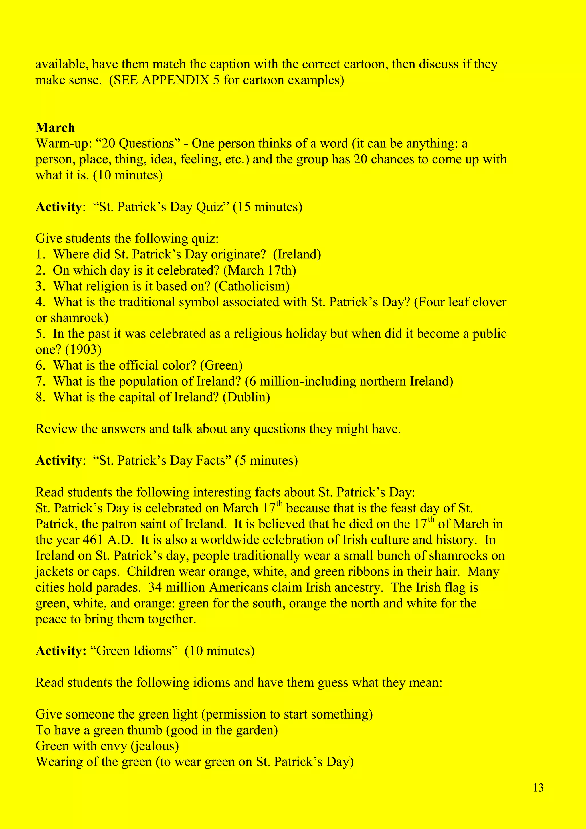 English club activities | PDF