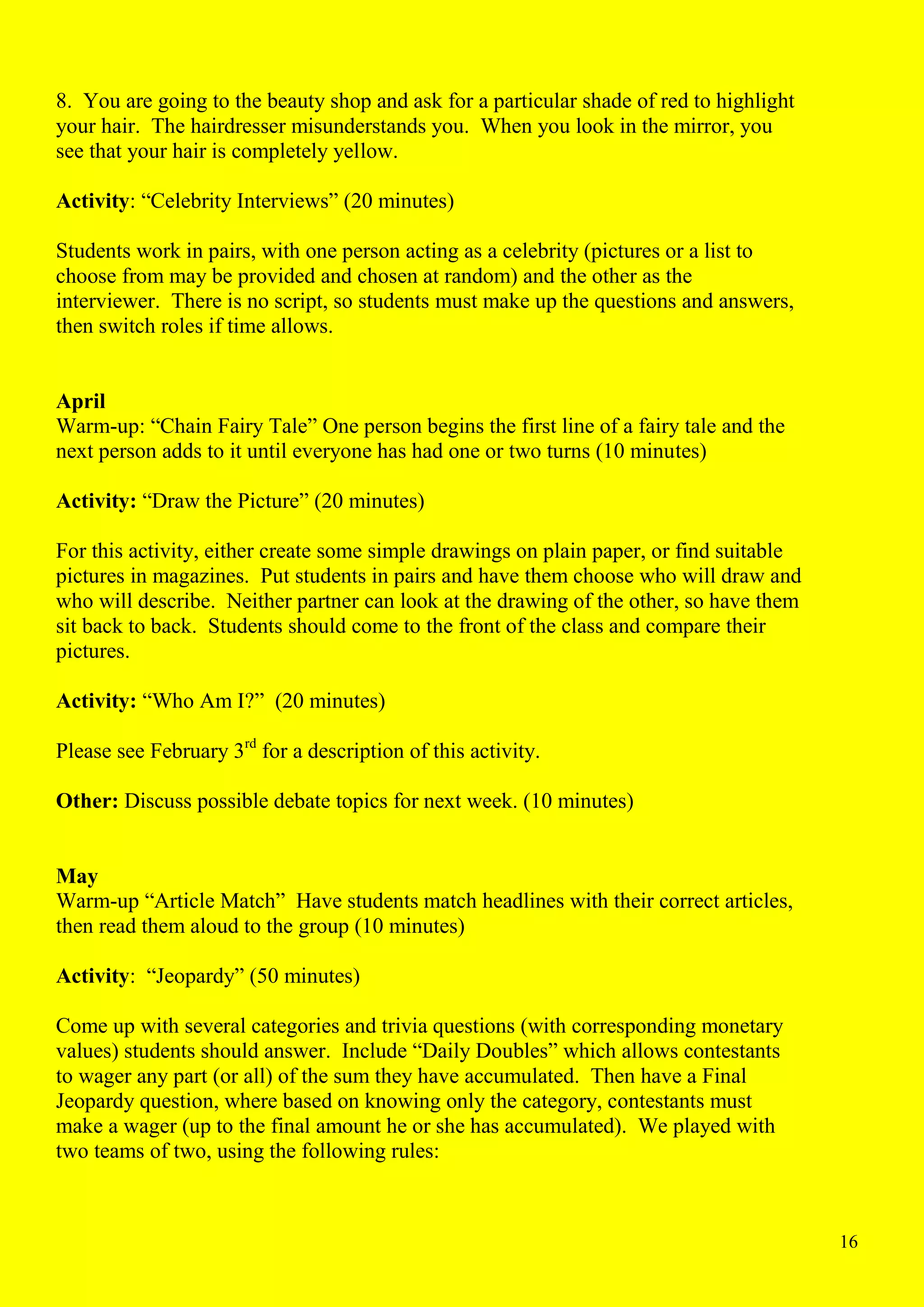 English club activities | PDF