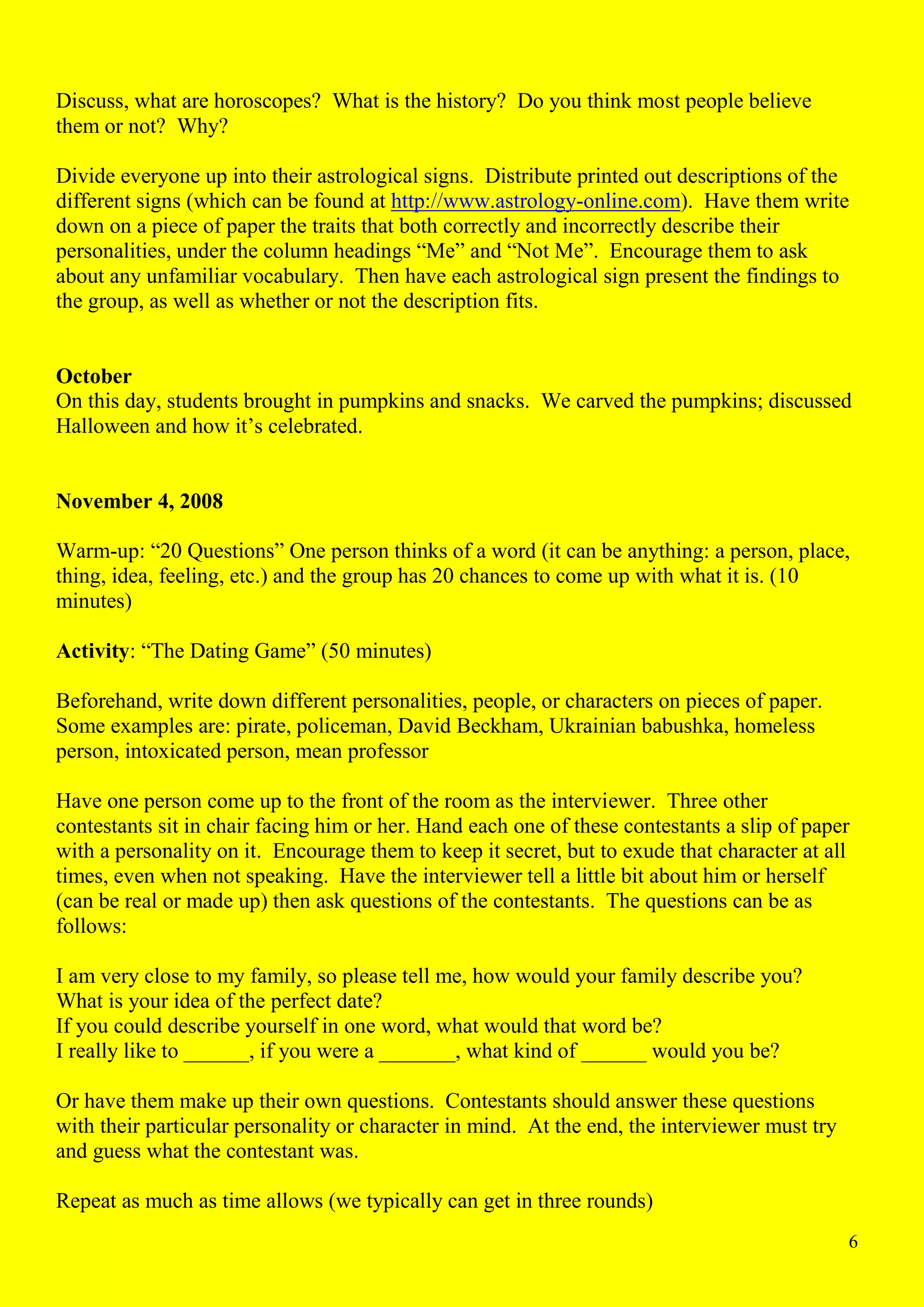 English club activities | PDF