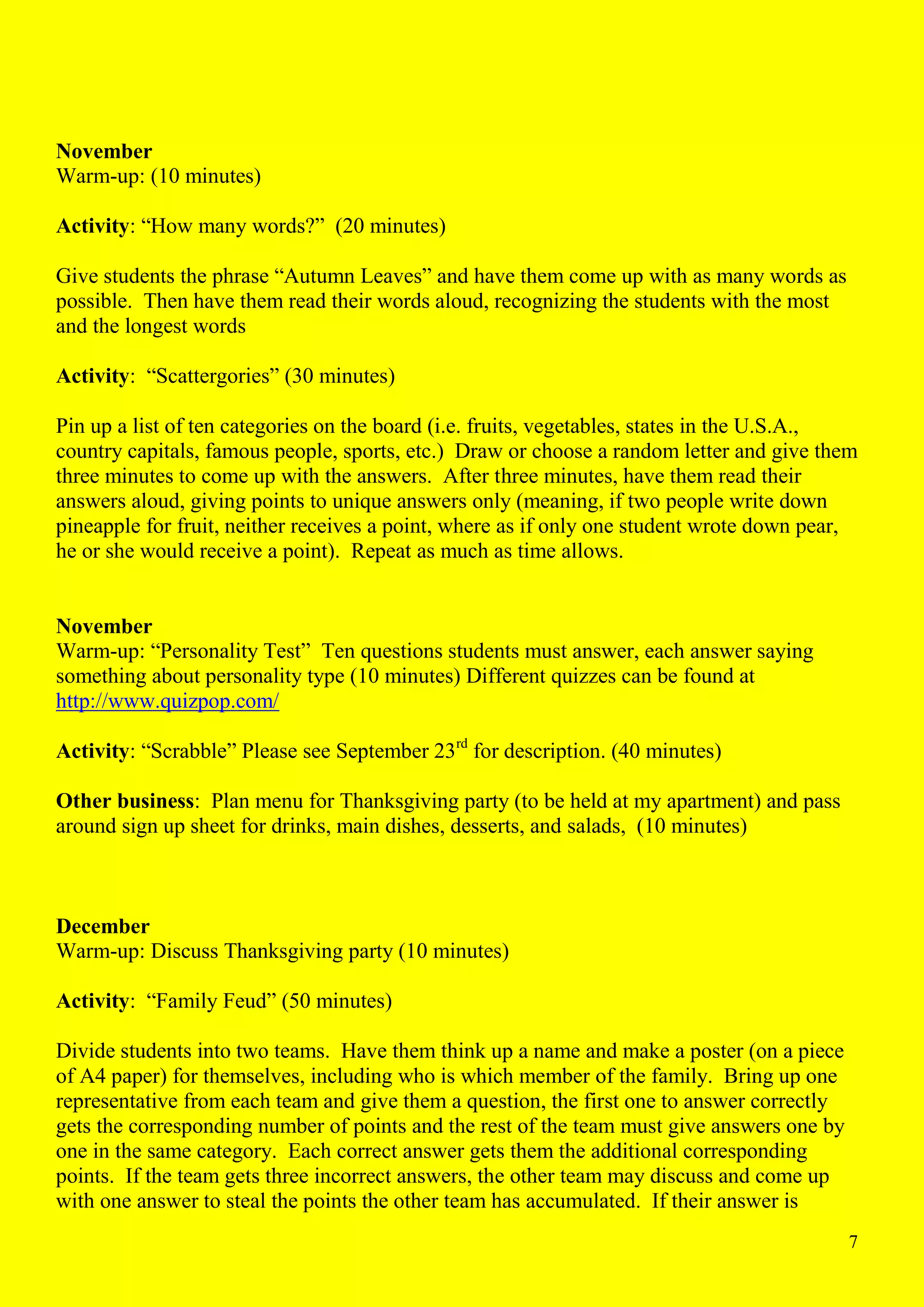 English club activities | PDF