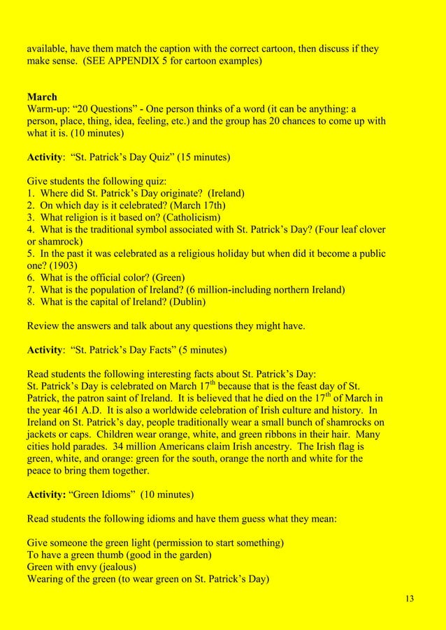 English club activities | PDF | Homework and Study | Education