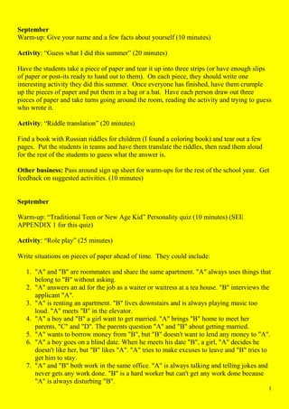 English club activities | PDF