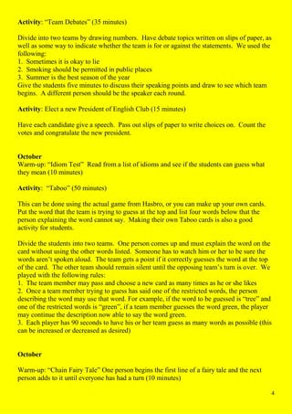 English club activities | PDF