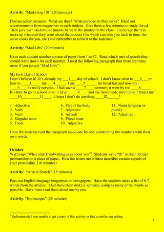 English club activities | PDF