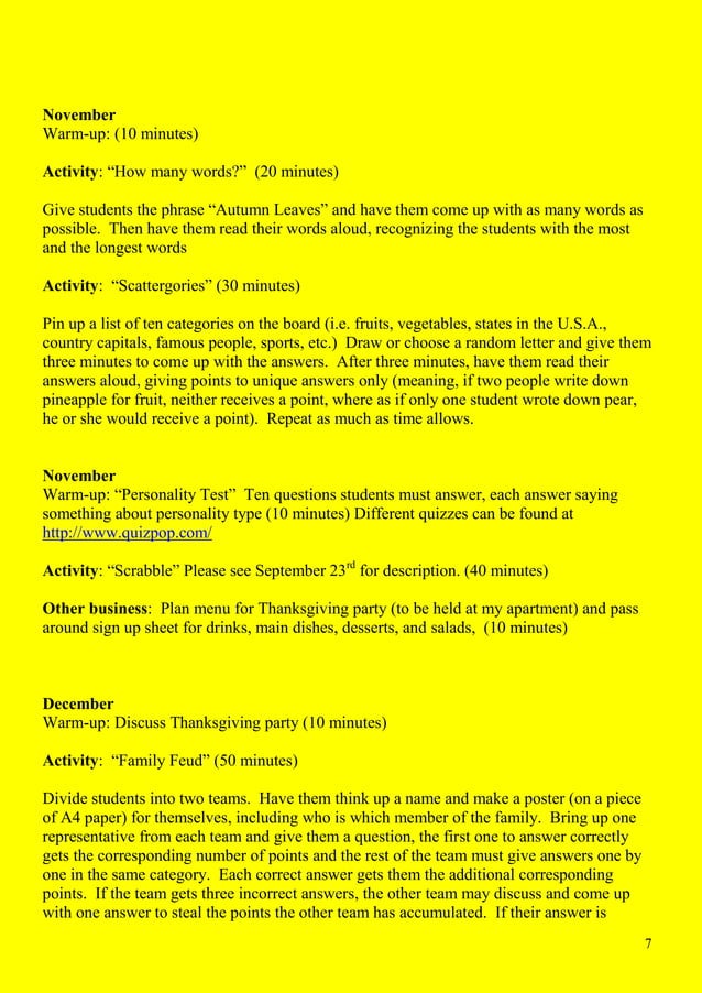 English club activities | PDF | Homework and Study | Education