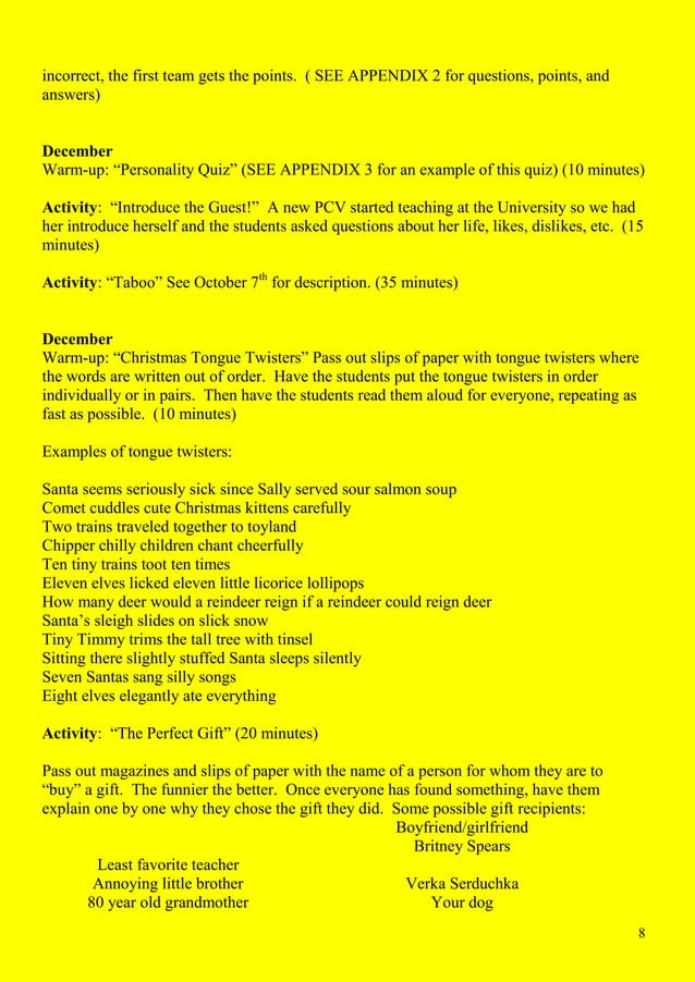 English club activities | PDF | Homework and Study | Education