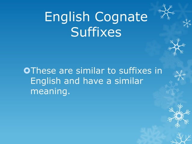 English Cognate Suffixes | PPTX
