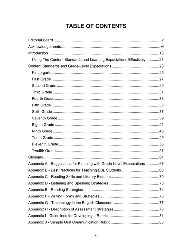 English content standards and grade level expectations Puerto Rico 2007 ...