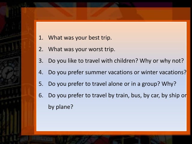 English conversation class 3 travel | PPTX