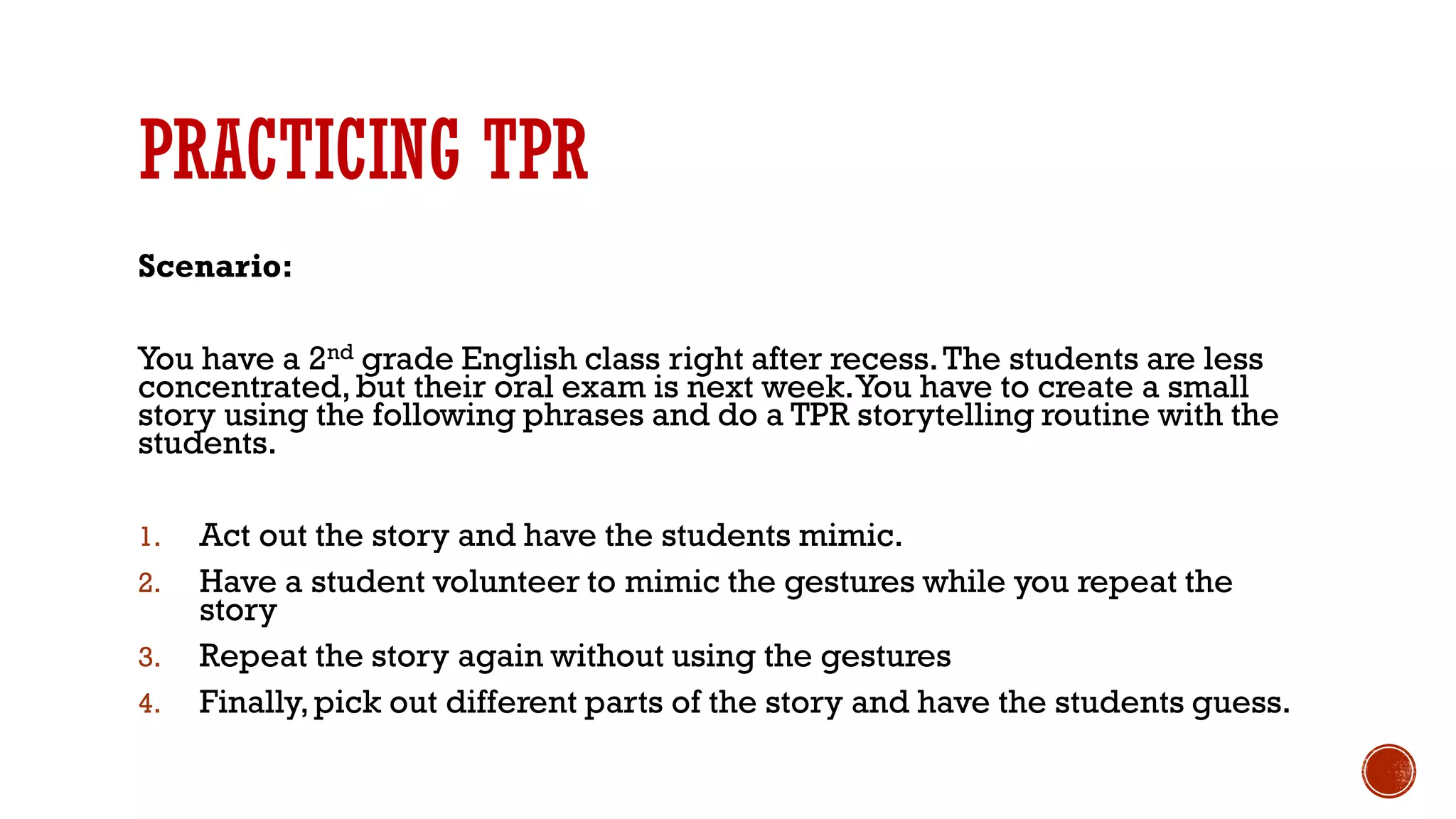 English Seminar - Total Physical Response (TPR) | PDF
