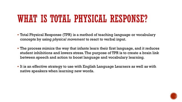 English Seminar - Total Physical Response (TPR) | PDF