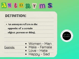 English Countable Nouns and Antonyms | PPT
