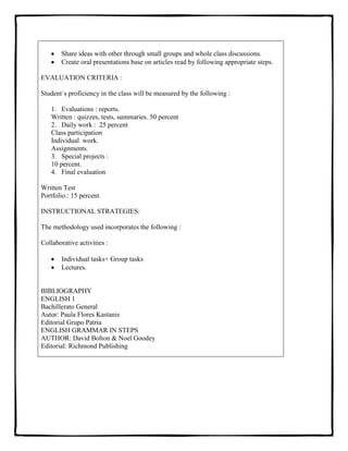 English course 1 portada | DOCX | Education