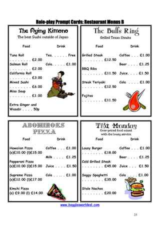 English course for Waitrons (goals, objectives, and contents) | PDF