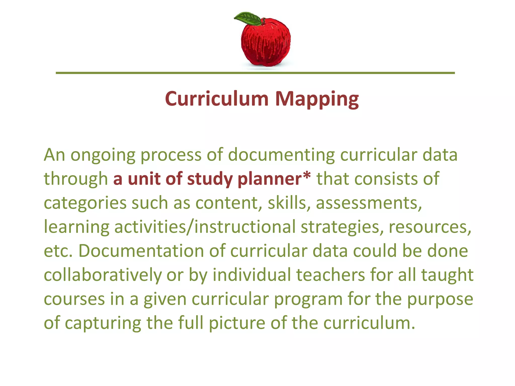 Curriculum Mapping & Analysis: Basic Definitions | PPT