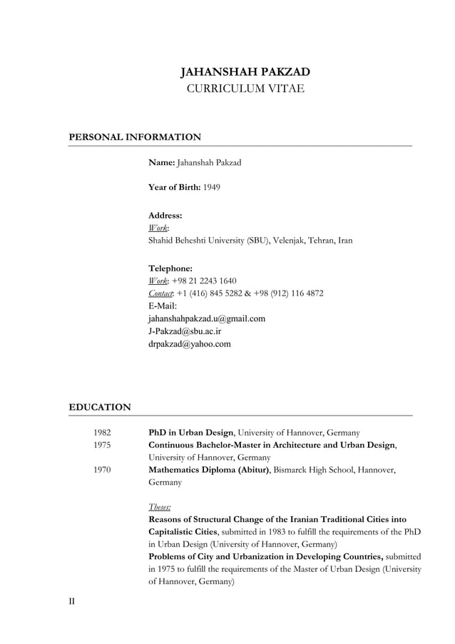 English CV- Dr. Pakzad | PDF | Civil Engineering Industry | Industries