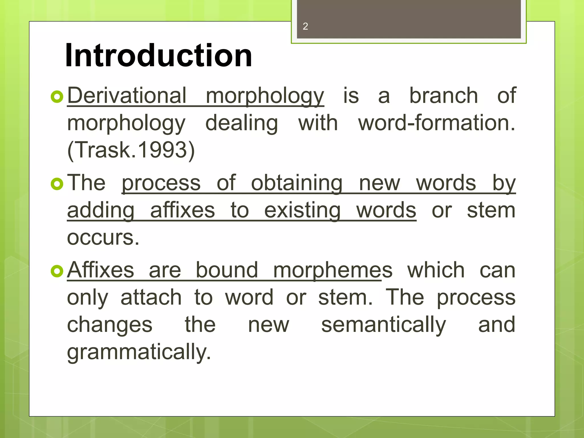 English derivational morphology | PPTX
