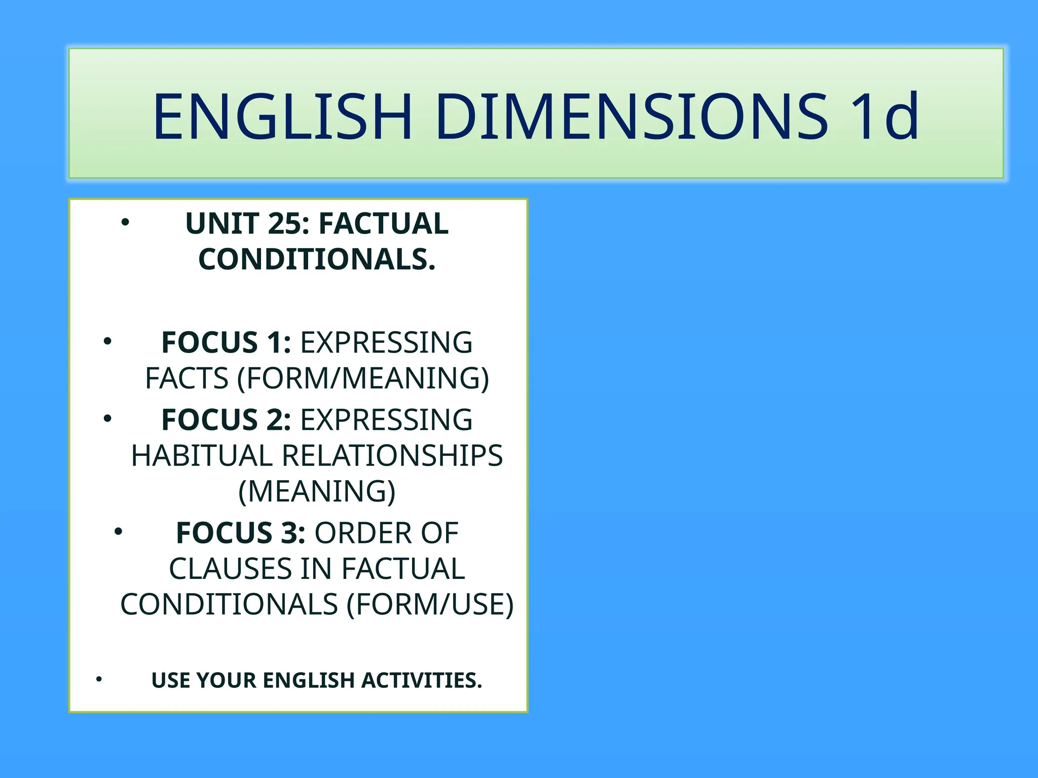 ENGLISH DIMENSIONS 1 ingles programa general | PPTX