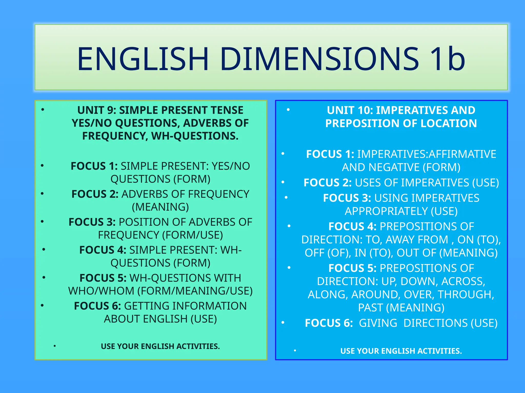 ENGLISH DIMENSIONS 1 ingles programa general | PPTX