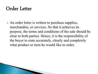 Order, Acknowledgement and Delay in Order Letter | PPTX