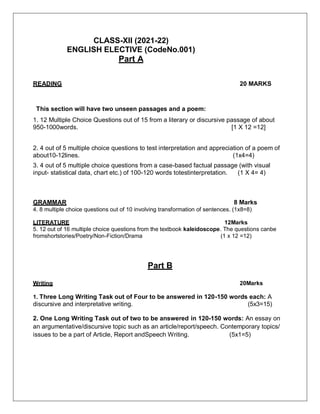 English elective 202122 | PDF