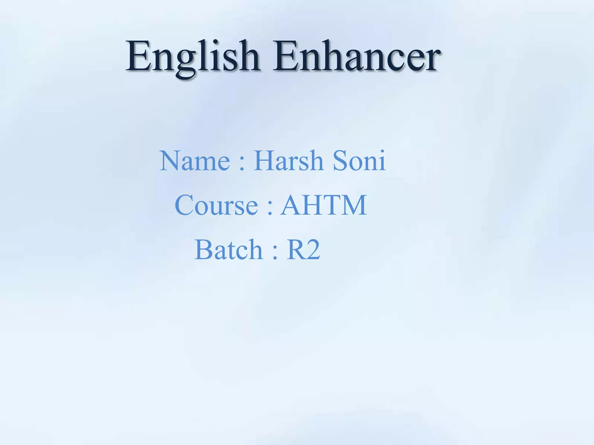 English enhancer PPT Frankfinn | PPTX