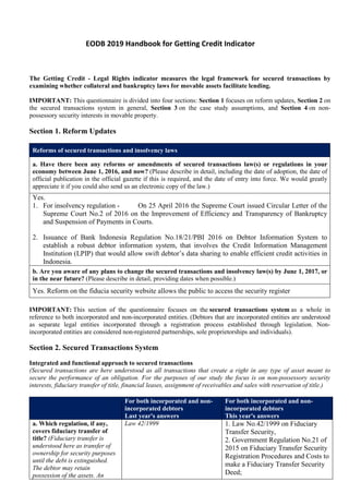 EODB INDONESIA 2018 - 2019 - Getting Credit Handbook | PDF