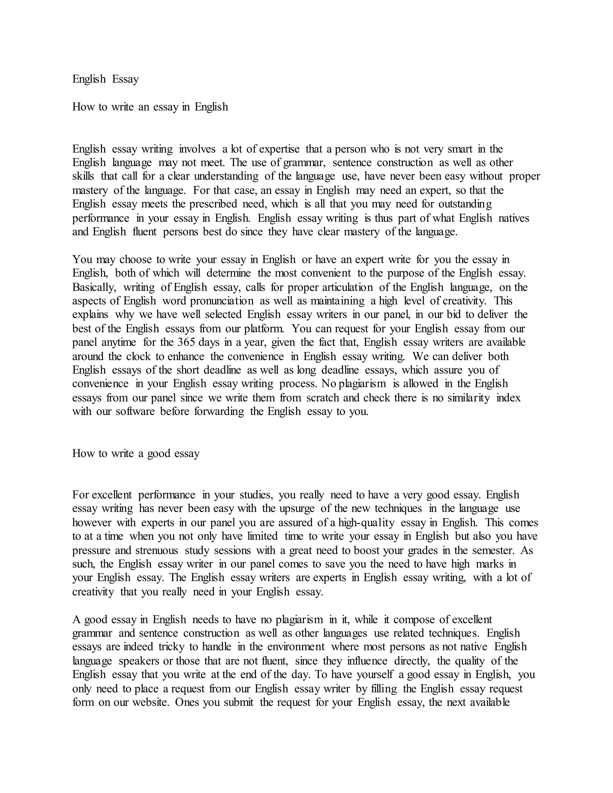 English Essay Pdf