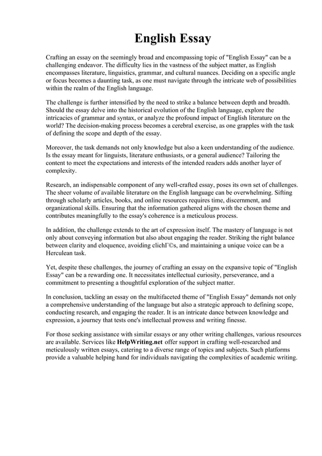 English Essay. How to Write an English Essay with Sample Essays ...