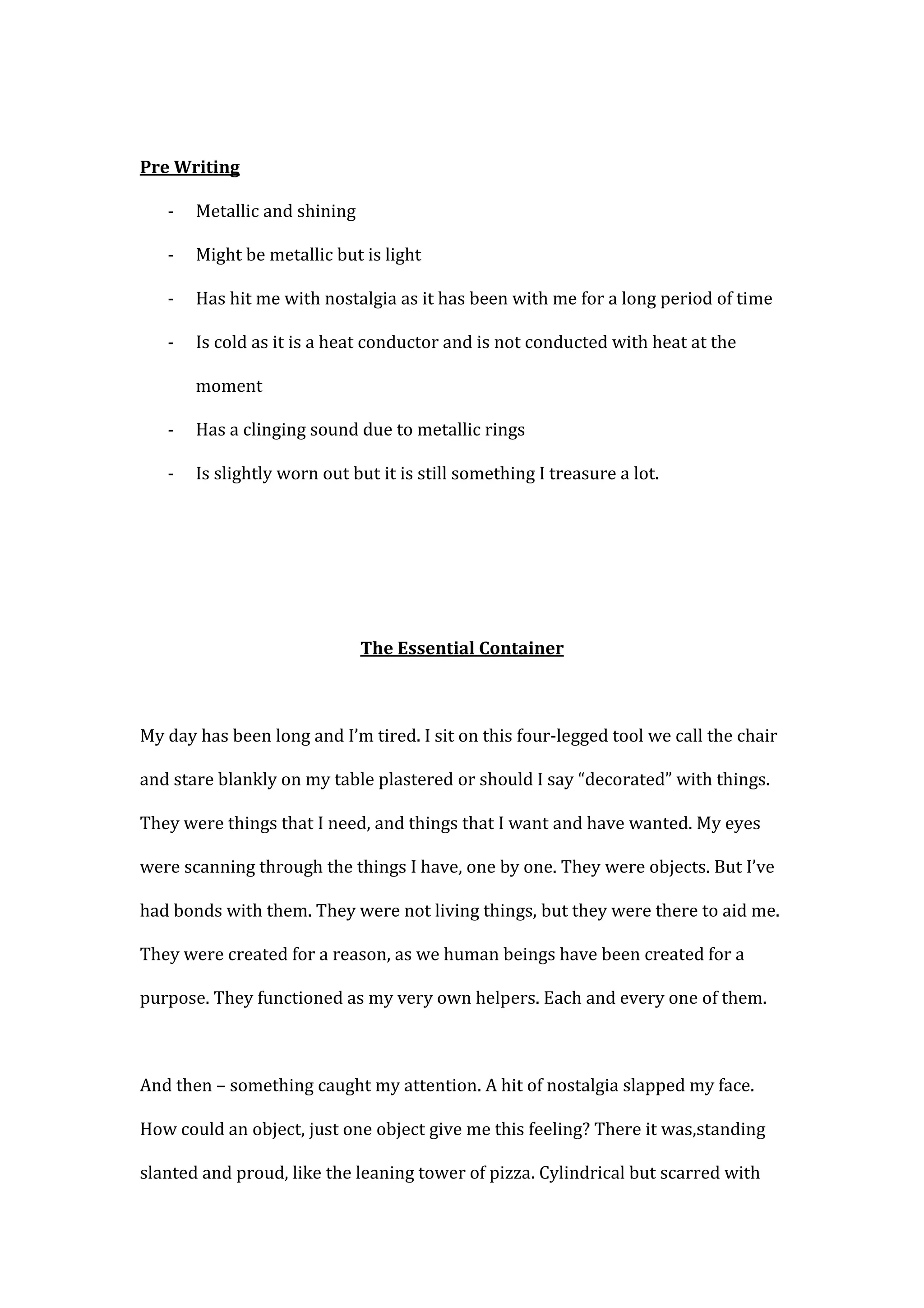Descriptive / Narrative Essay | PDF