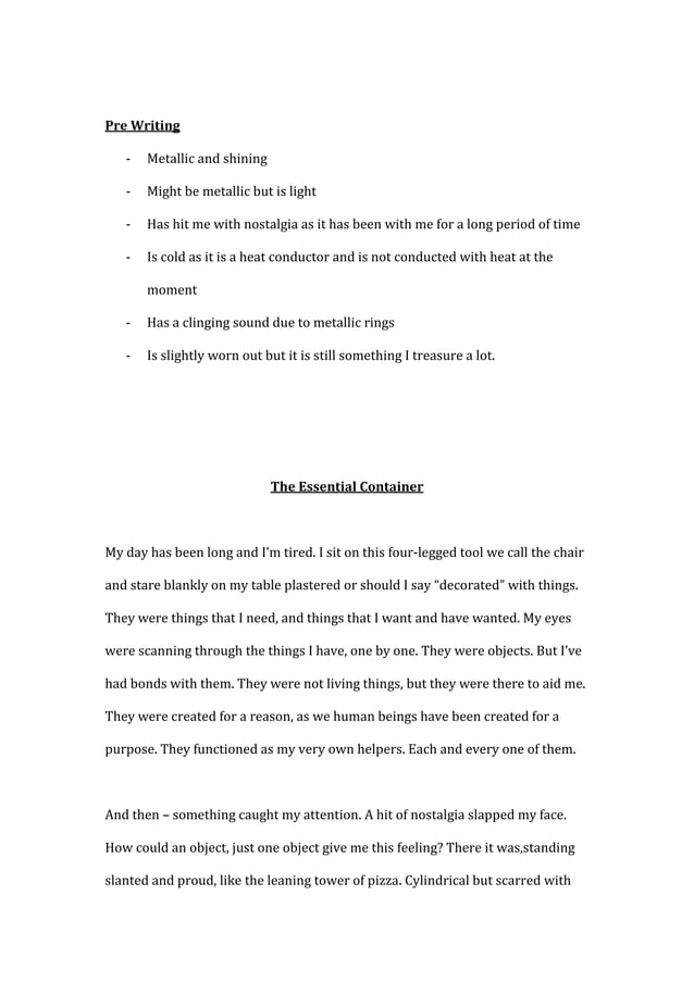 Descriptive / Narrative Essay | PDF