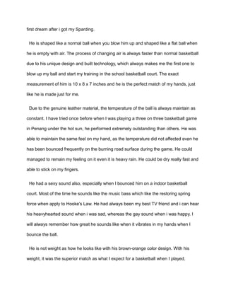 Descriptive / Narrative Essay | RTF | Basketball | Sports