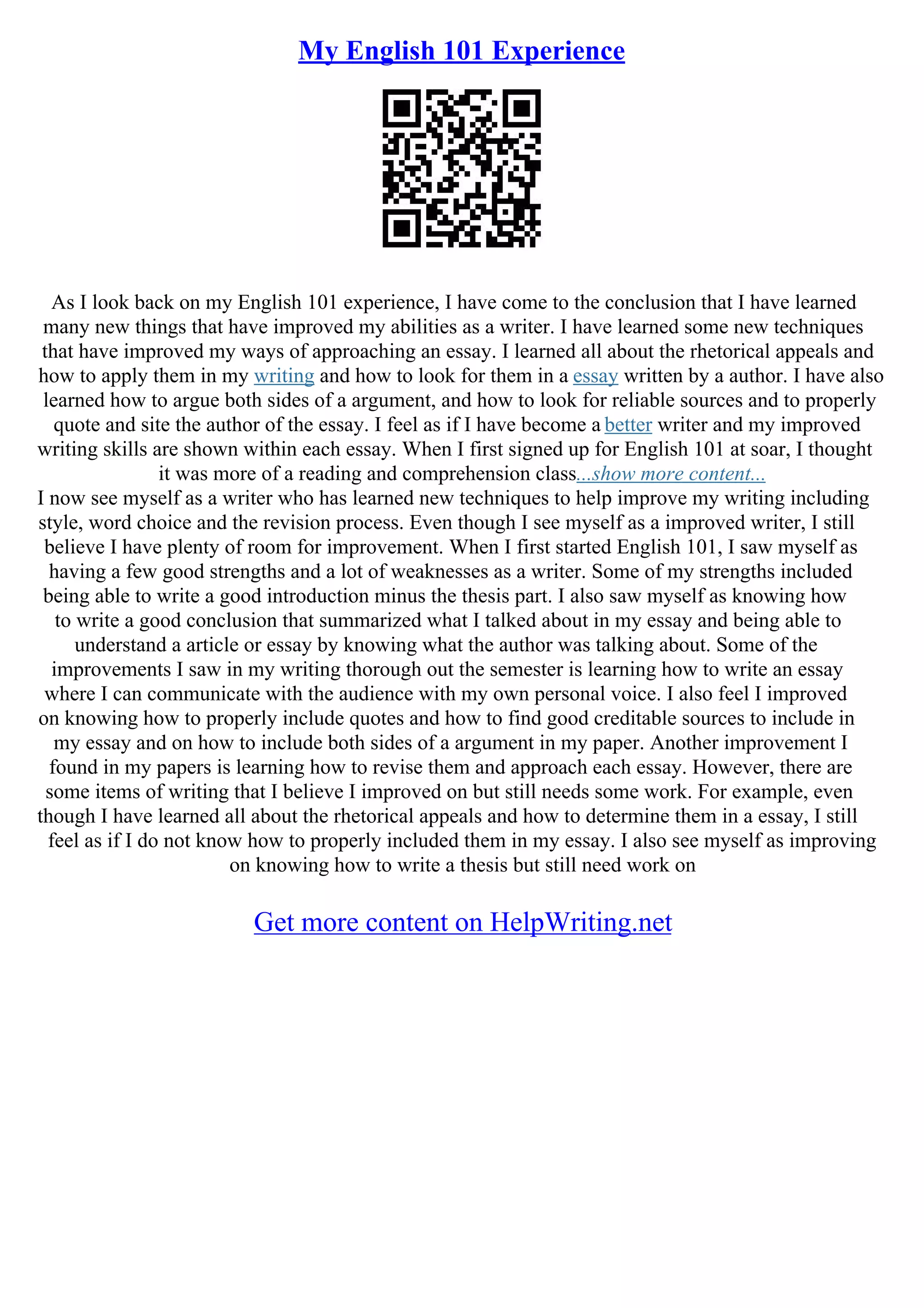 English Essay Sample | PDF