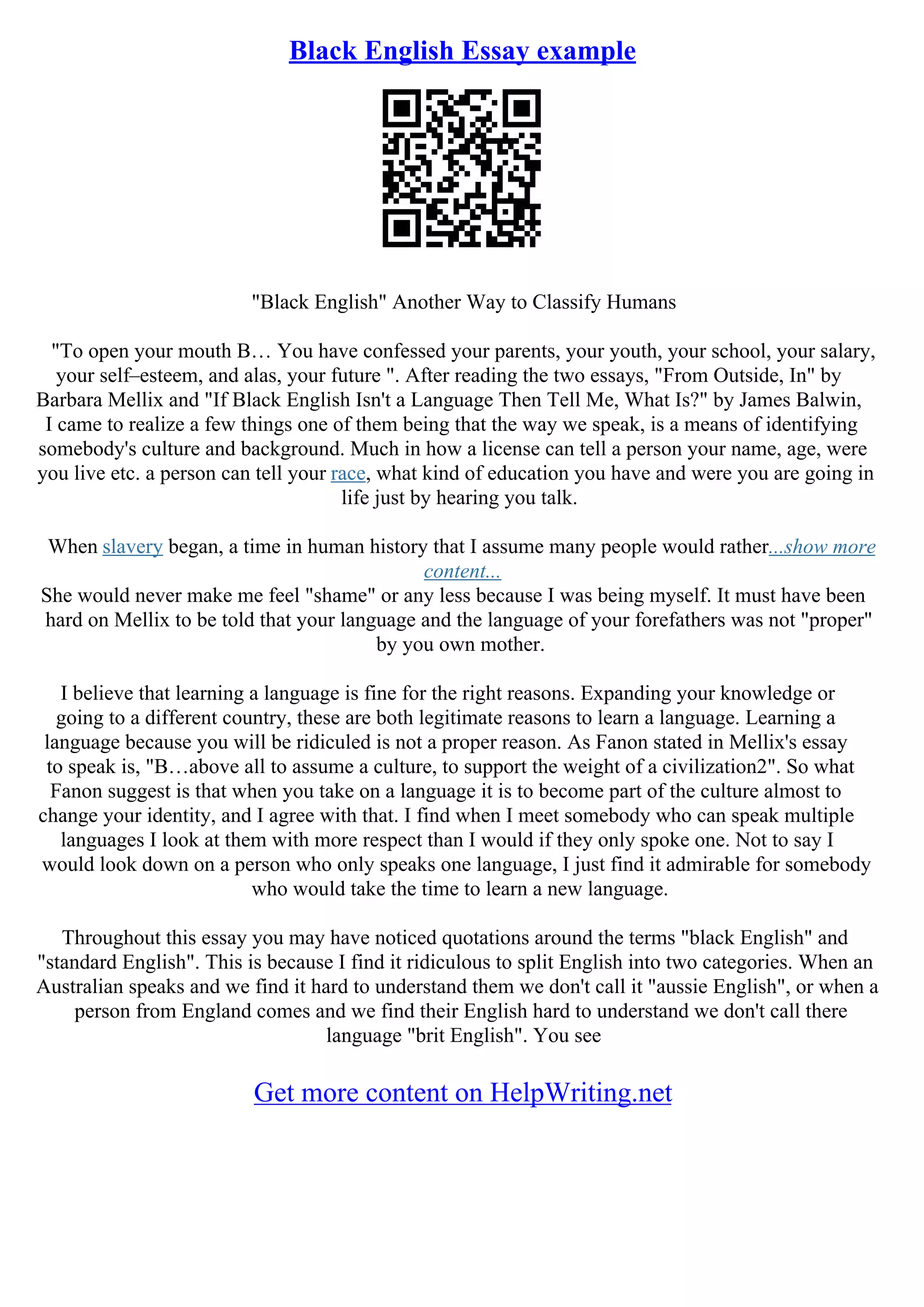 English Essay Sample | PDF