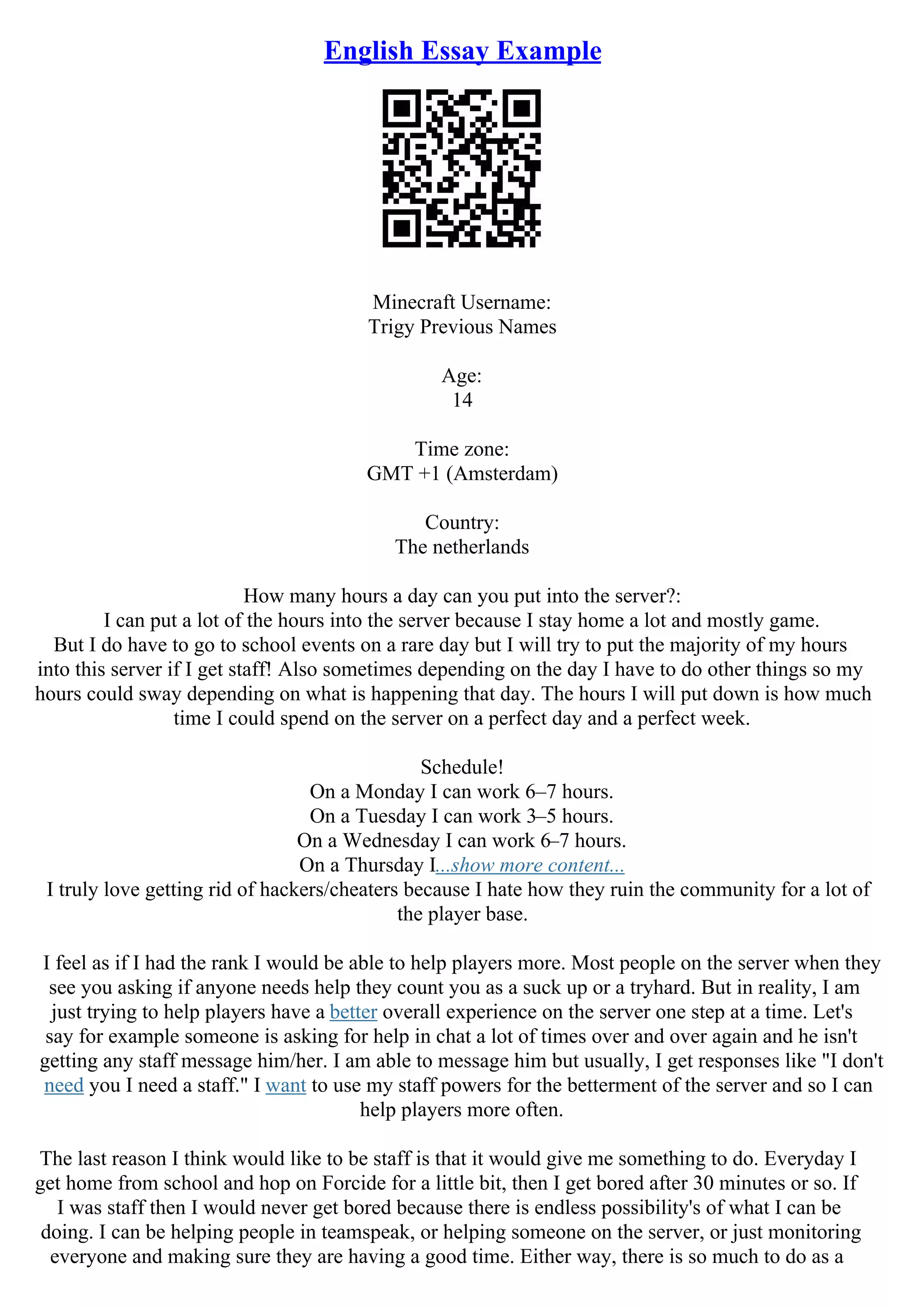 English Essay Sample | PDF