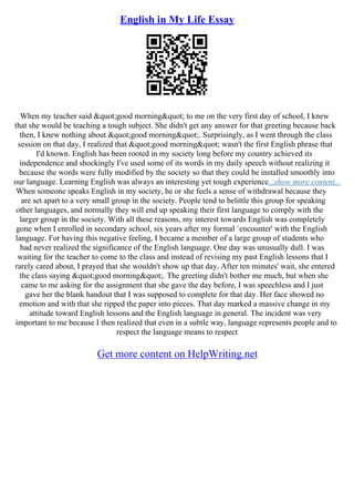 English Essay Sample | PDF